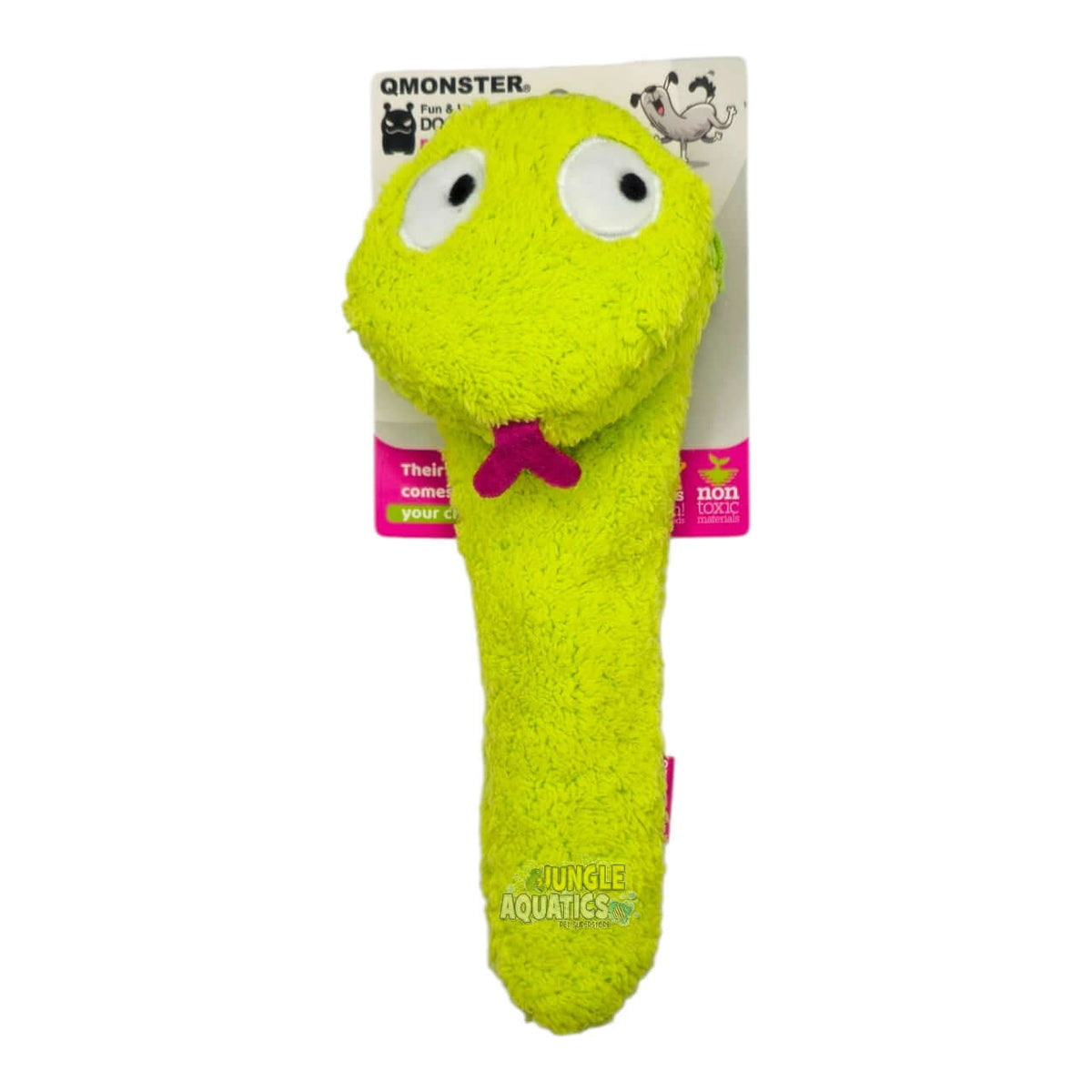 Q-Monster Dog Toy Green Snake - Playful Plush Toy