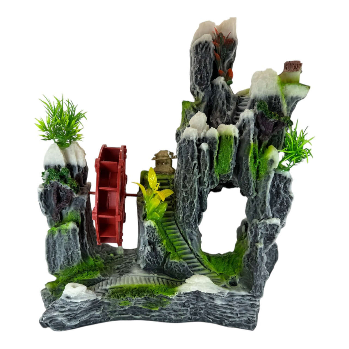 Rock with Waterwheel Aquarium Ornament